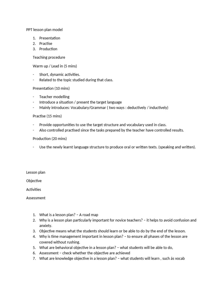 PPT lesson plan model | PDF