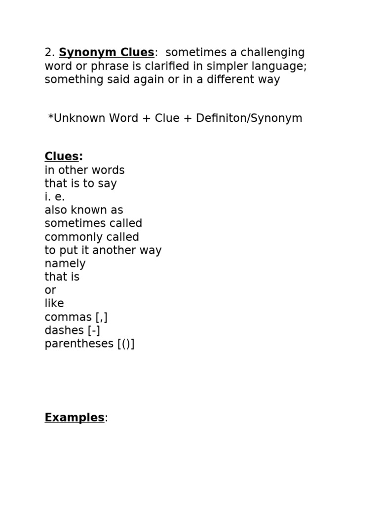 Practice - Synonym - Context - Clues Done | PDF