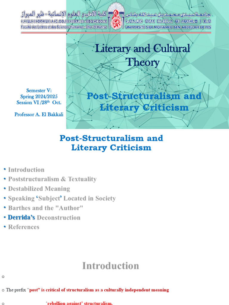 Post-Structuralism in Literary Criticism | PDF | Deconstruction | Discourse