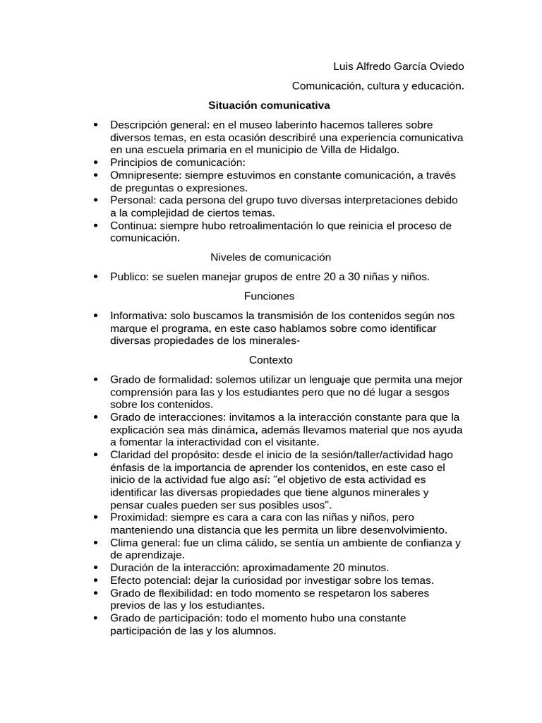 Actividad Situación Comunicativa | PDF