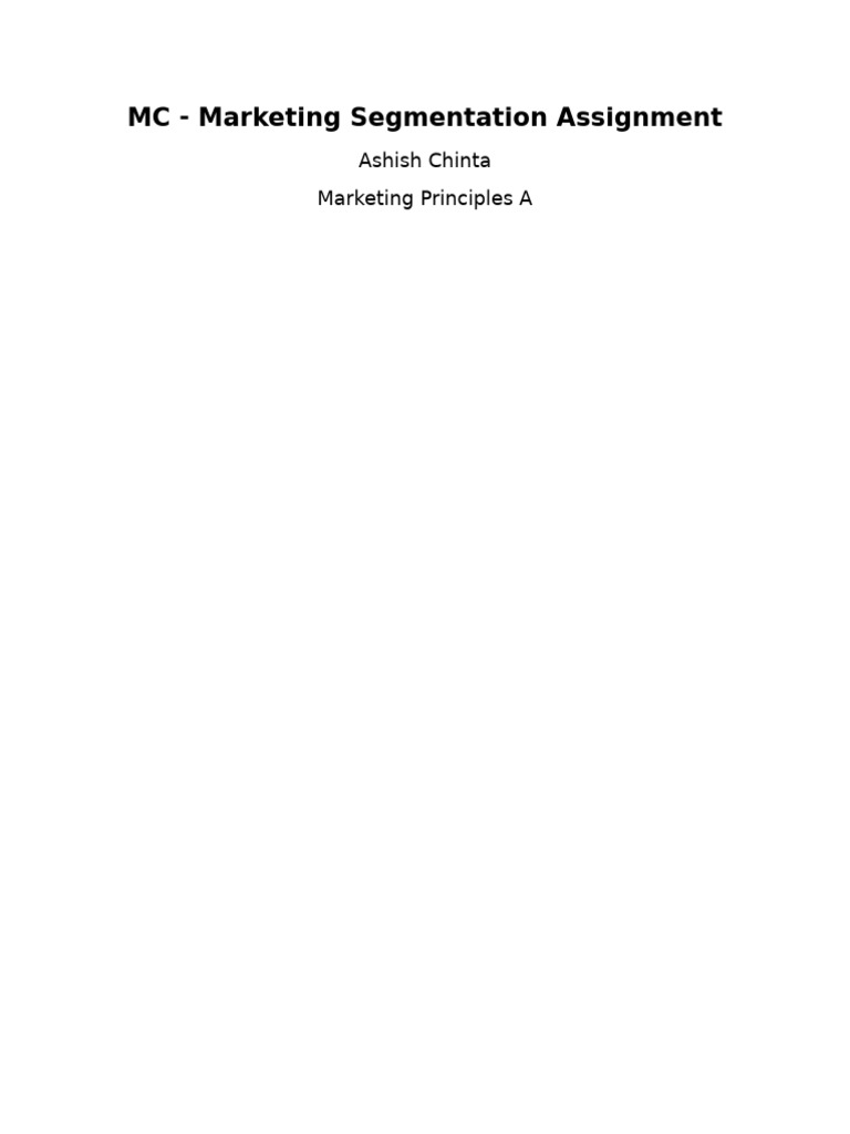 MC - Marketing Segmentation Assignment | PDF