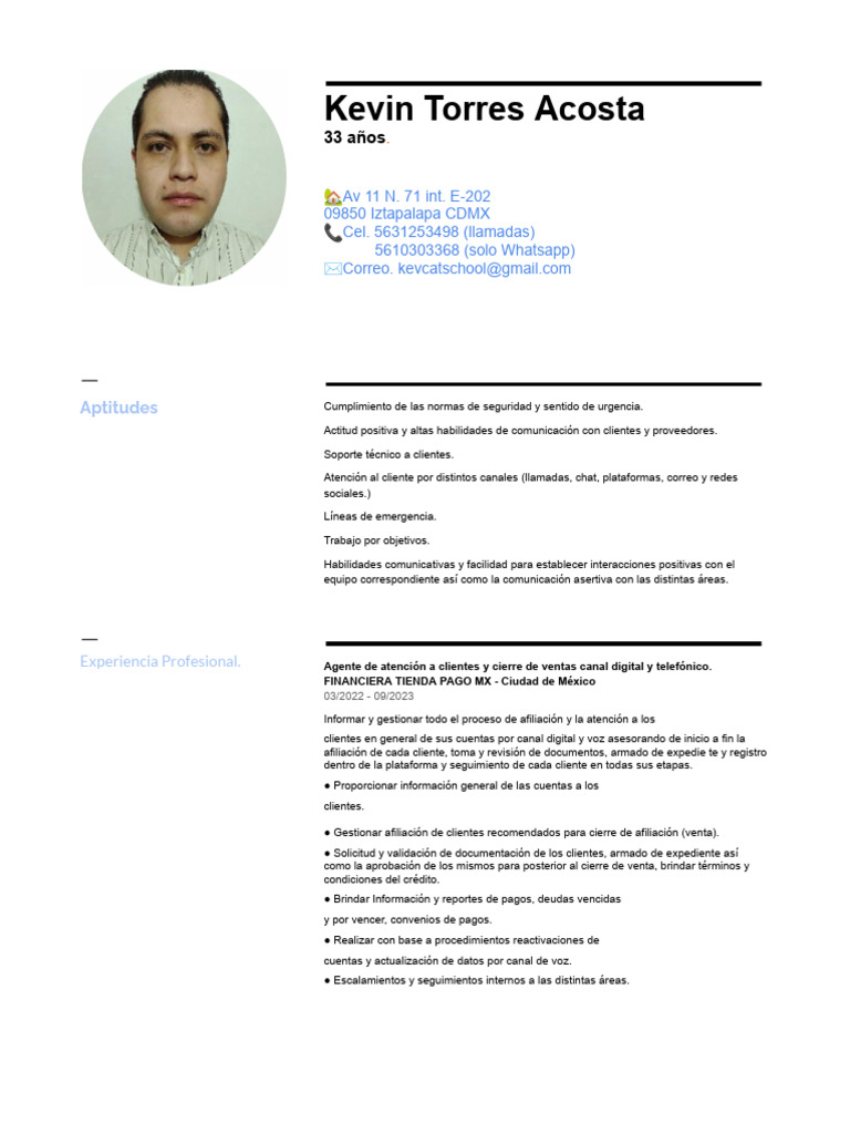 CV de Kevin Torres Acosta - Informática | PDF | Informática
