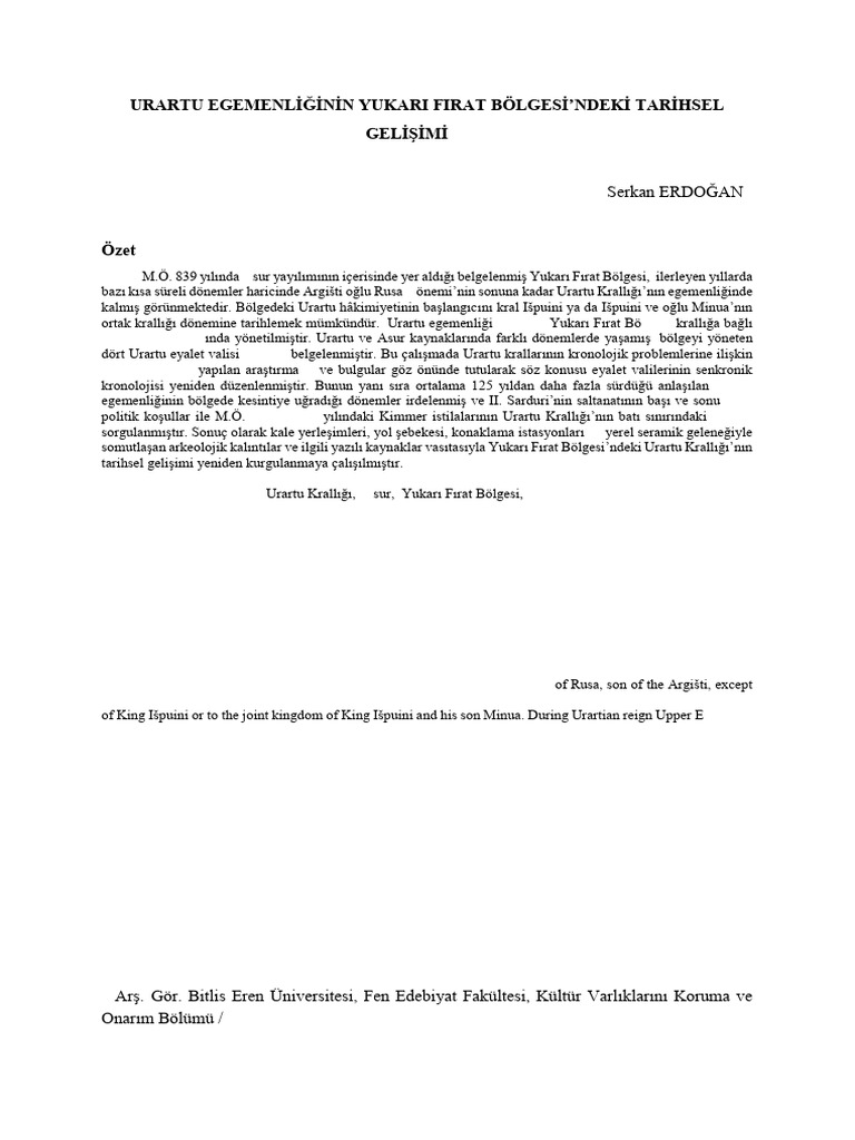 Historical Evolution of Urartian Suprema | PDF