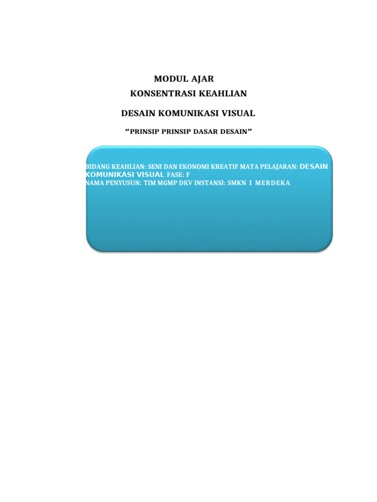 Modul Ajar Desain Komunikasi Visual - Prinsip Prinsip Dasar Desain - Fase F | PDF
