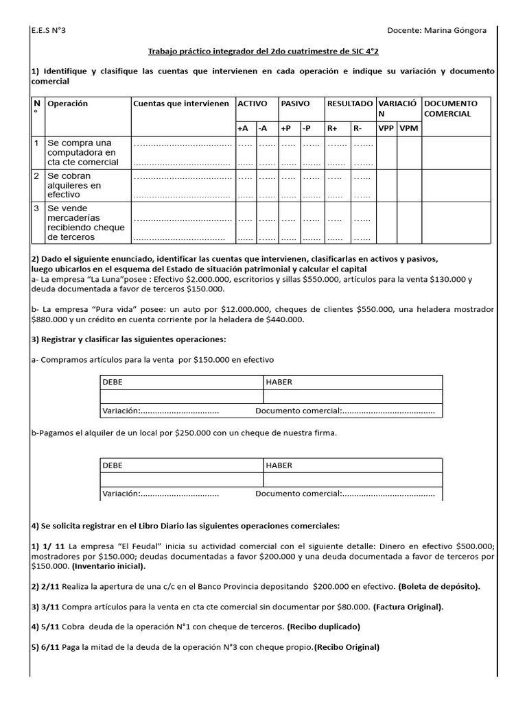Trabajo Práctico Integrador 2do Cuatrimestre SIC 4°2 | PDF | Cheque | Negocios económicos