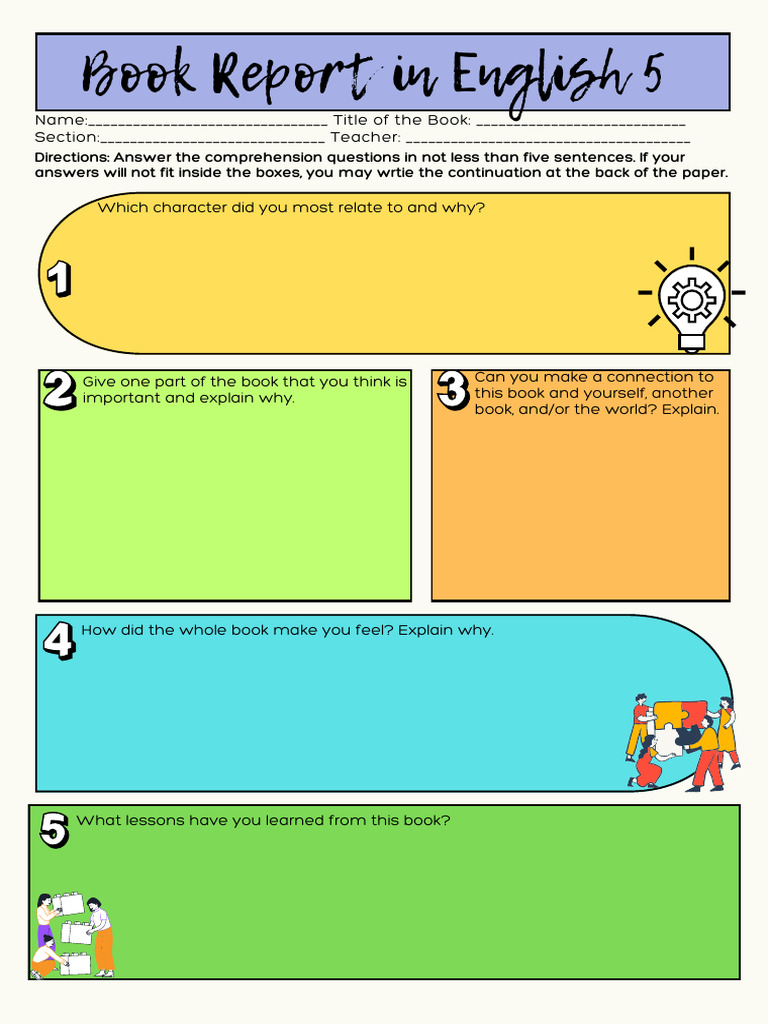 English 5 Book Report Template | PDF
