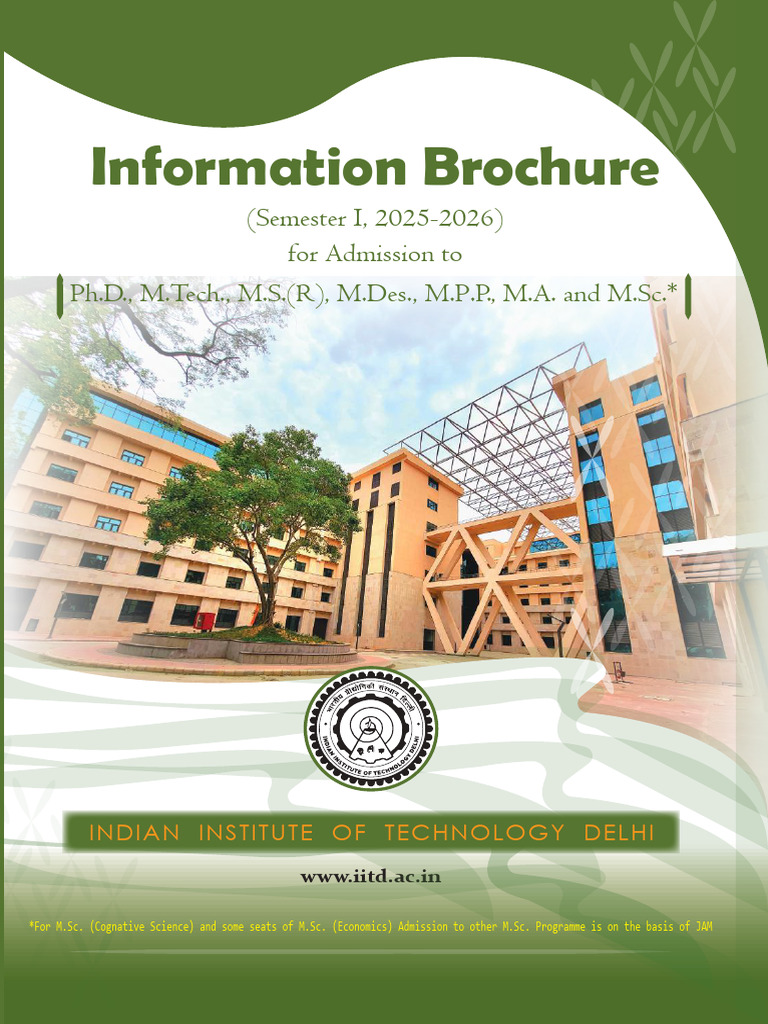 IIT PHD Brochurr | PDF | Master's Degree | University And College Admission
