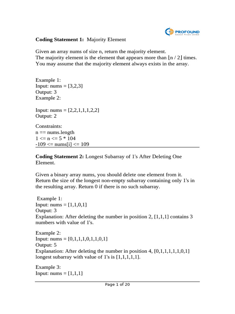 Majority Element and Other Coding Challenges | PDF | Computer Programming | Software Engineering