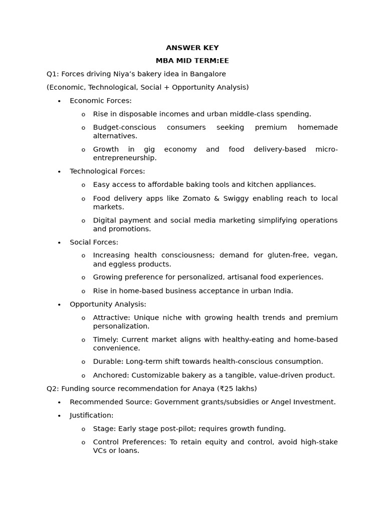 MBA answer key | PDF | Venture Capital | Corporate Finance