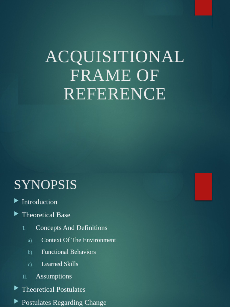 Acquisitional Frame of Reference | PDF | Reinforcement | Behavior
