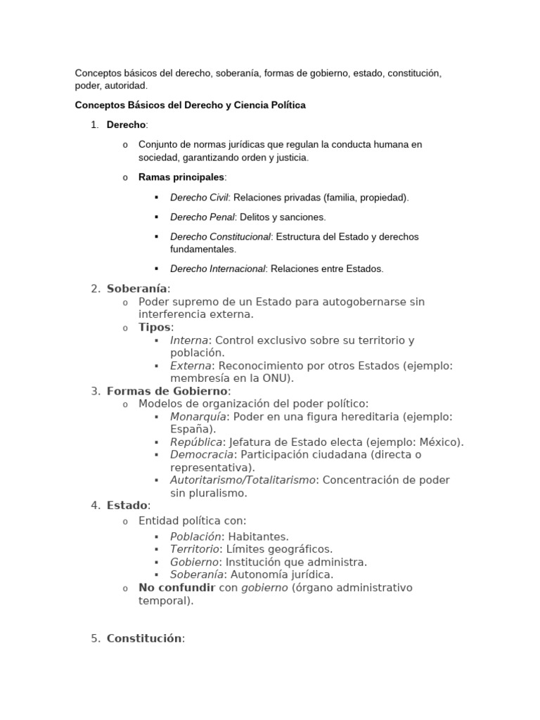 Conceptos básicos del derecho | PDF | Gobierno | Soberanía