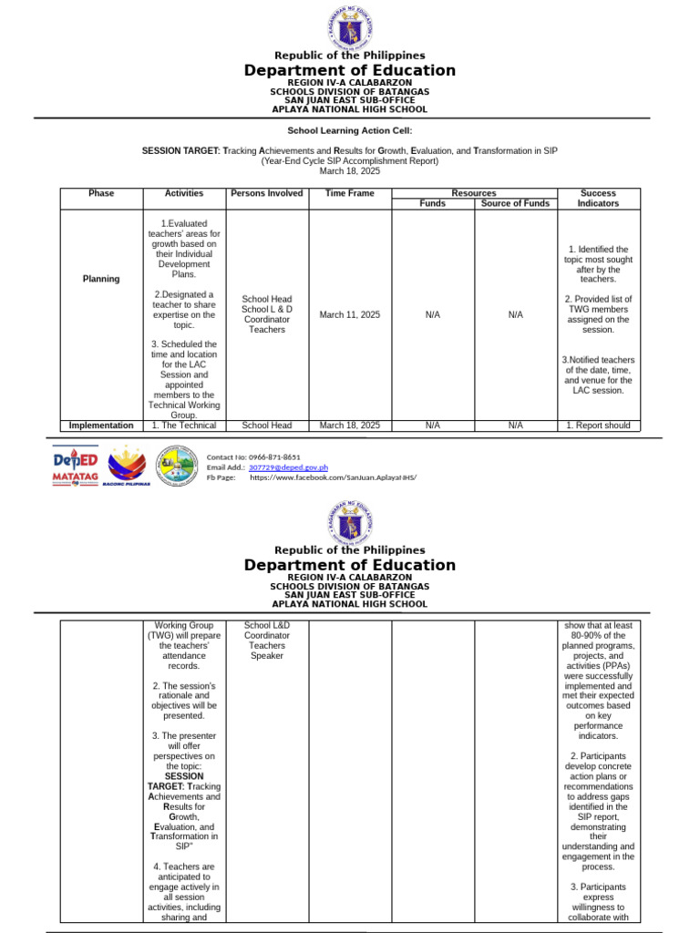 Slac-Session Target and Achieve | PDF