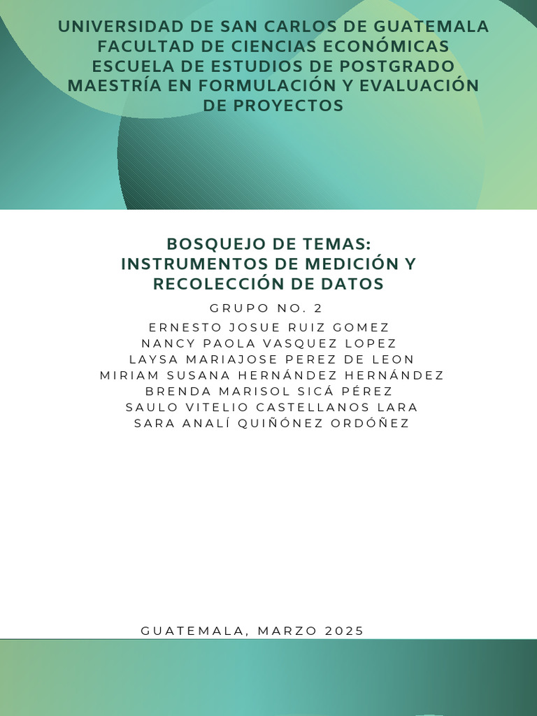 Bosquejo de Temas - Grupo 2 | PDF | Cuestionario | Metodología de encuesta