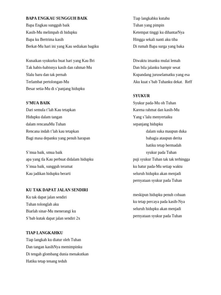 BAPA ENGKAU SUNGGUH BAIK - Copy | PDF