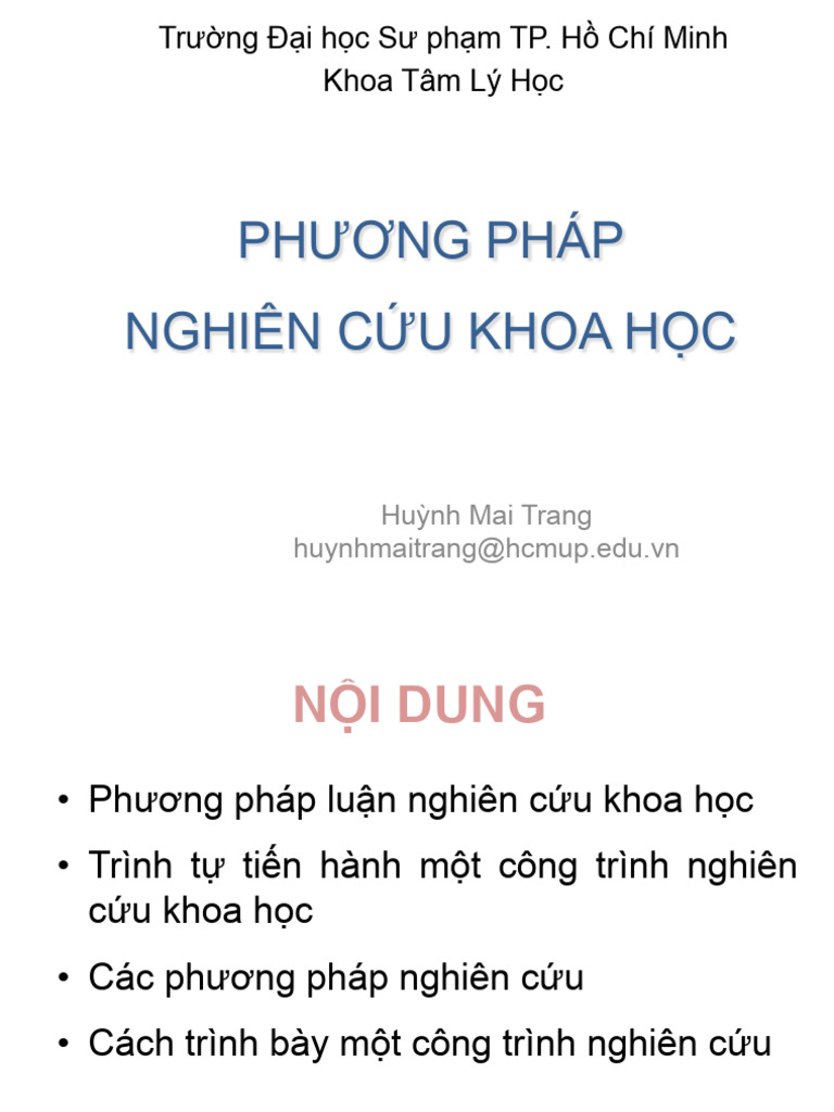 Bài giảng PPNCKH - C Huynh Mai Trang | PDF