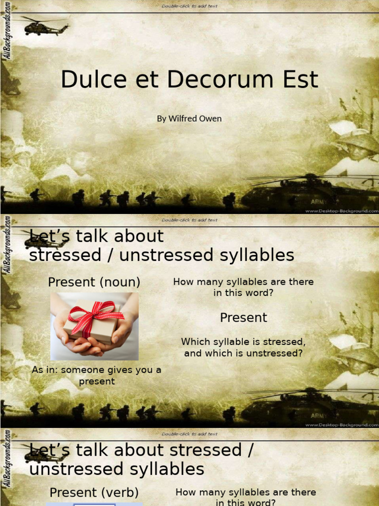 Dulce Et Decorum Est | PDF | Metre (Poetry) | Poetics