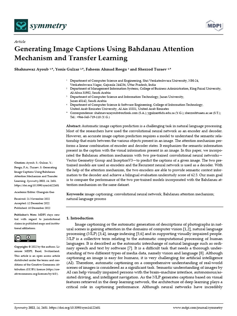 Generating Image Captions Using Bahdanau Attention | PDF | Deep Learning | Cognitive Science