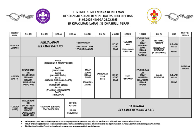 Jadual Kem Emas 2025 | PDF