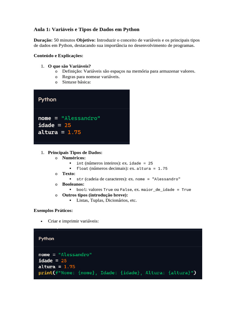 4 Semana - Lógica de Programação - 13-03-25 | PDF | Aritmética | Python ...