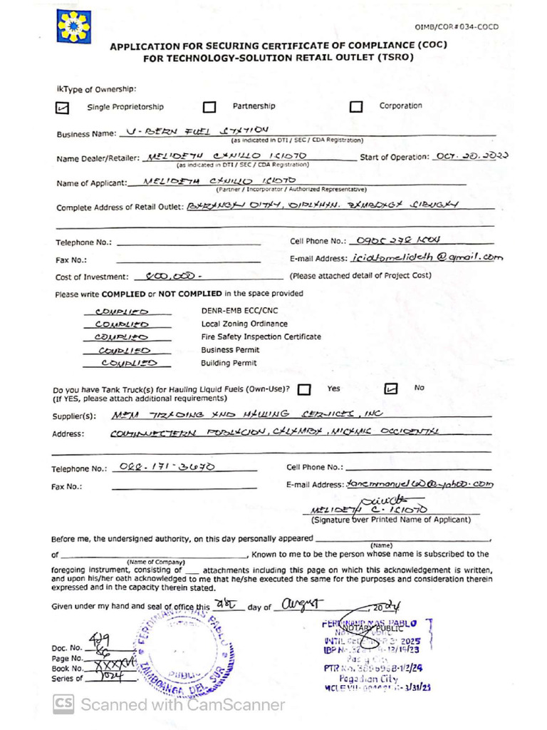 1-Tsro - Application Form | PDF
