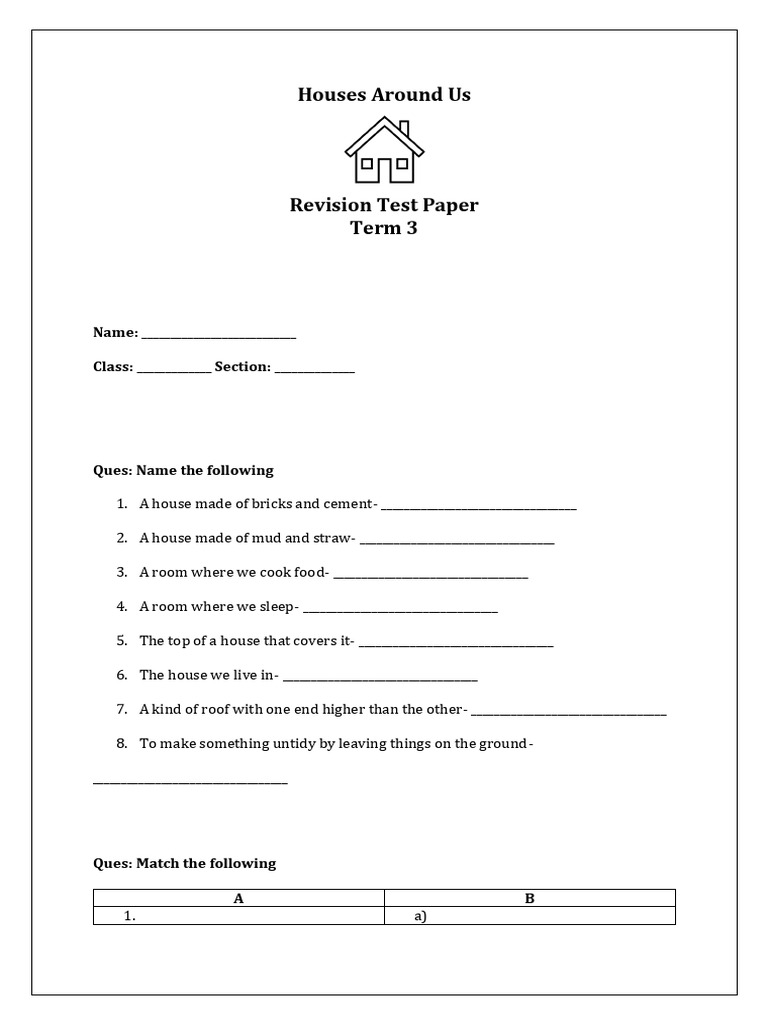 Houses Around Us: Revision Worksheet | PDF | Building Engineering