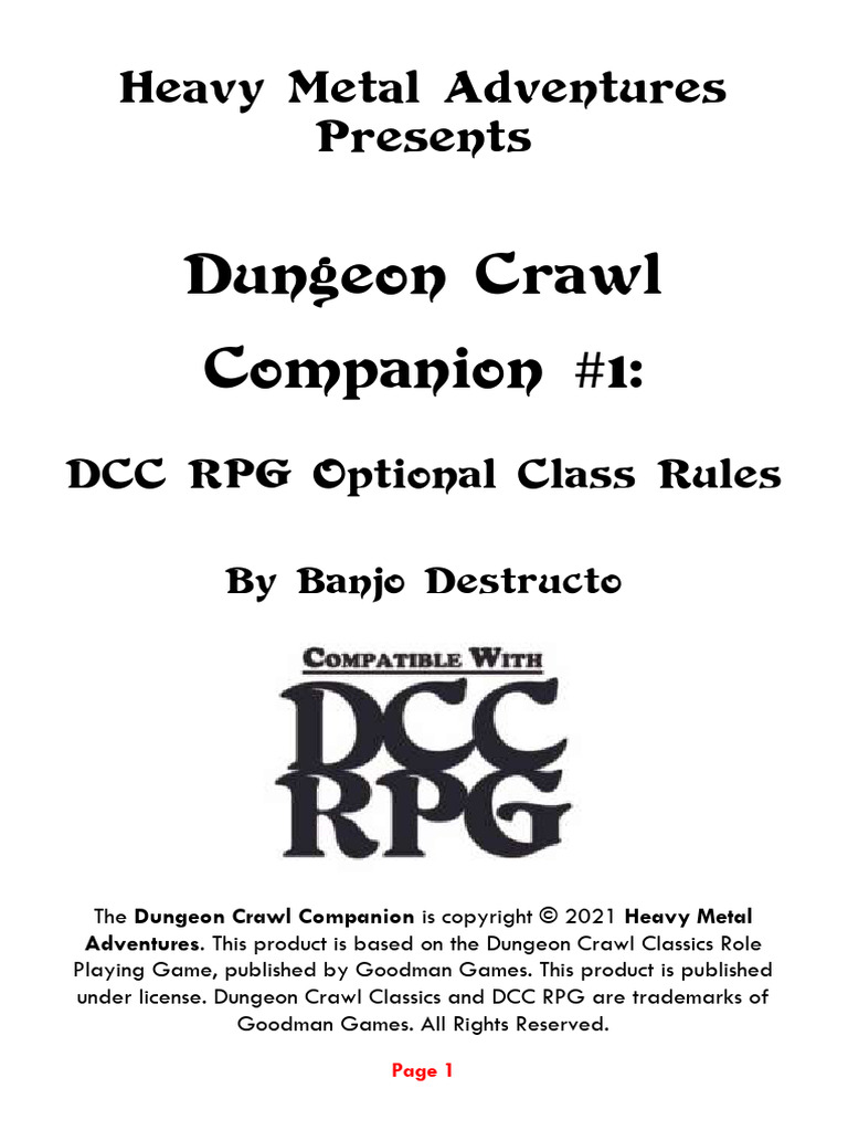 Dungeon Crawl Companion #1 Optional Class Rules | PDF | License | Copyright