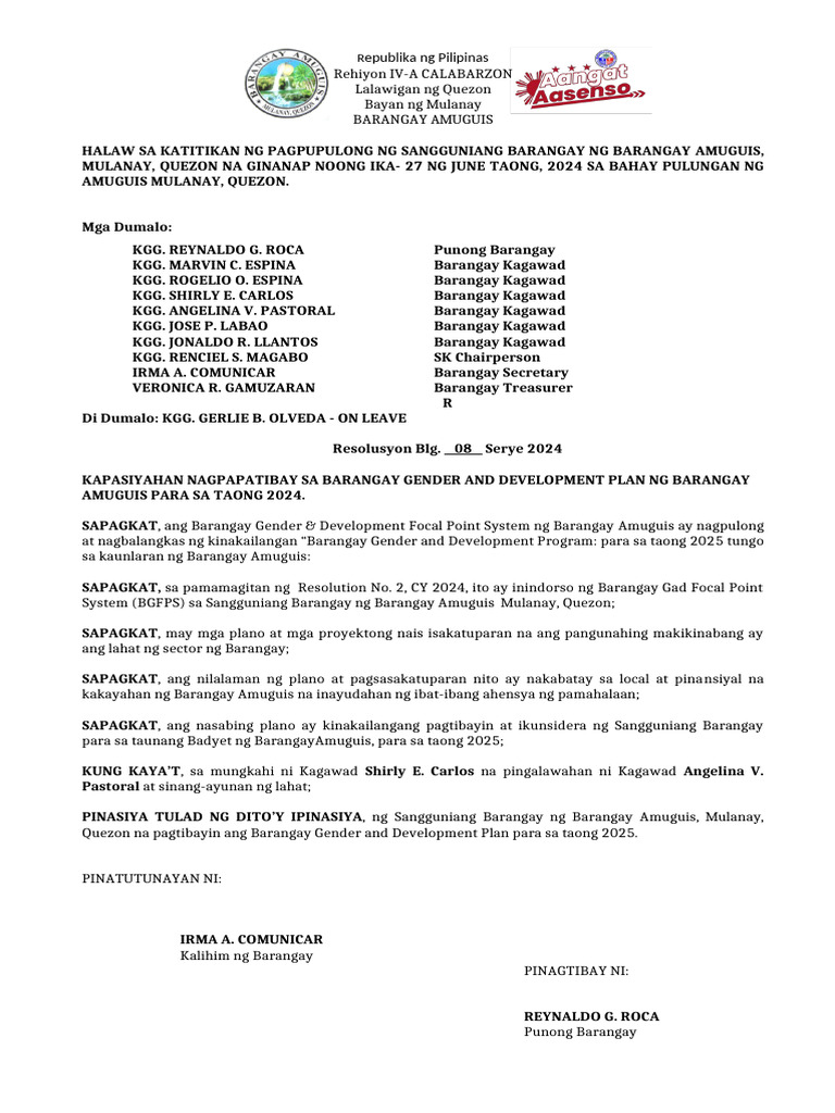 Gad RESO 2024 | PDF | Economy Of The Philippines | Philippines