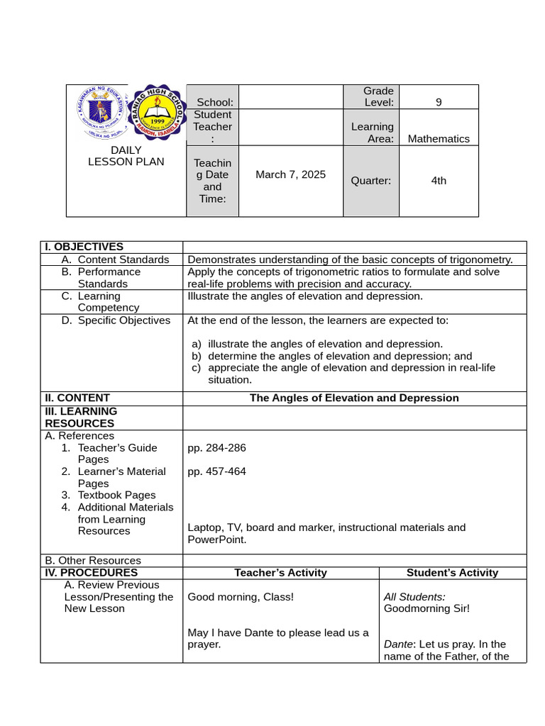DLP-Demo March 7 - 011811 | PDF | Trigonometric Functions | Elementary Mathematics