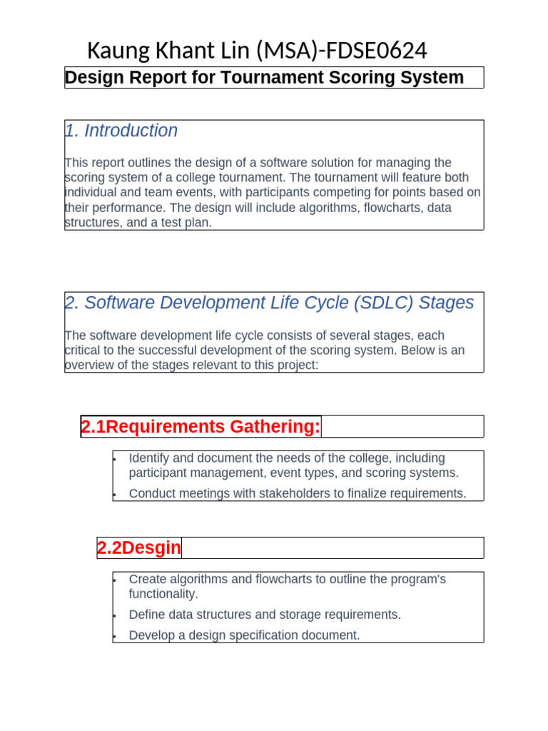 Design Report For Tournament Scoring System | PDF | Software Testing ...