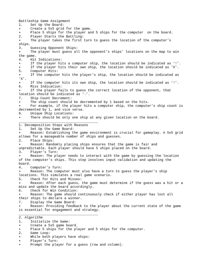Battleship Game Assignment Guide | PDF | Theoretical Computer Science ...