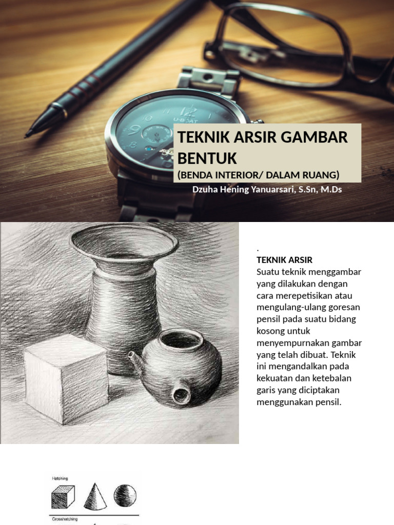 Pertemuan 5 Teknik Arsir Gambar Bentuk Benda Interior | PDF