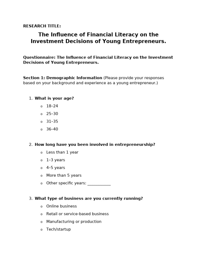 RESEARCH No.2 (The Influence of Financial Literacy On The Investment ...