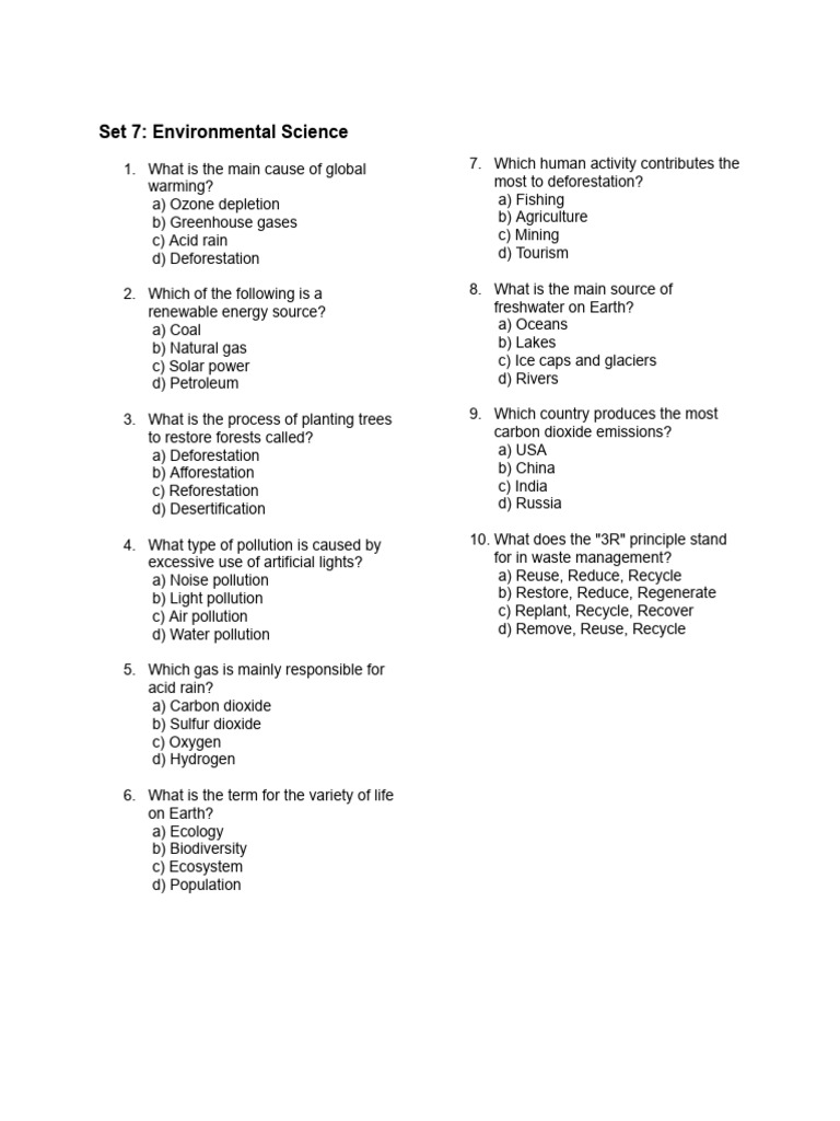 Set 7 - Environmental Science | PDF