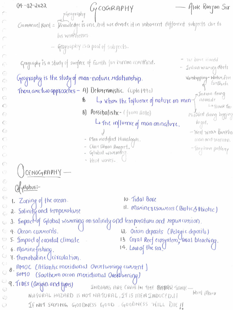 Physical Geography Notes - Alok Ranjan Sir | PDF