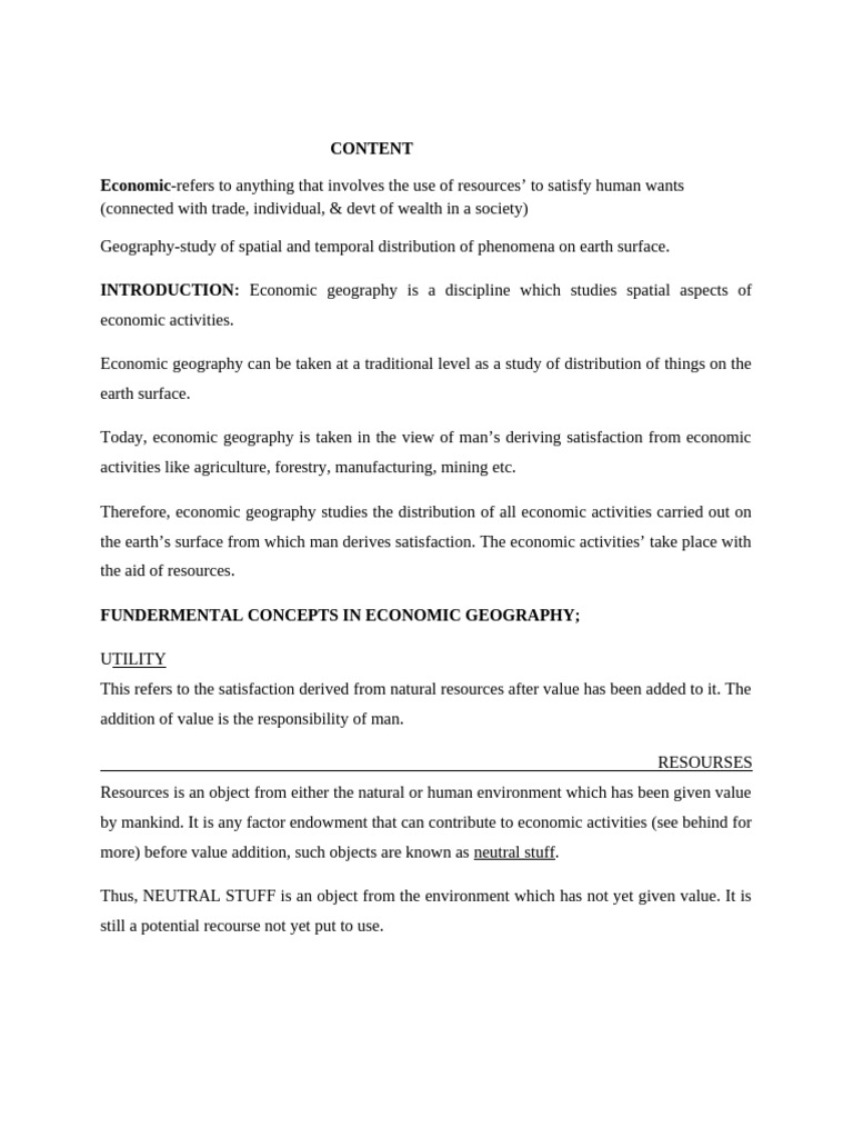 Economic Geog Part One | PDF | Soil | Weathering