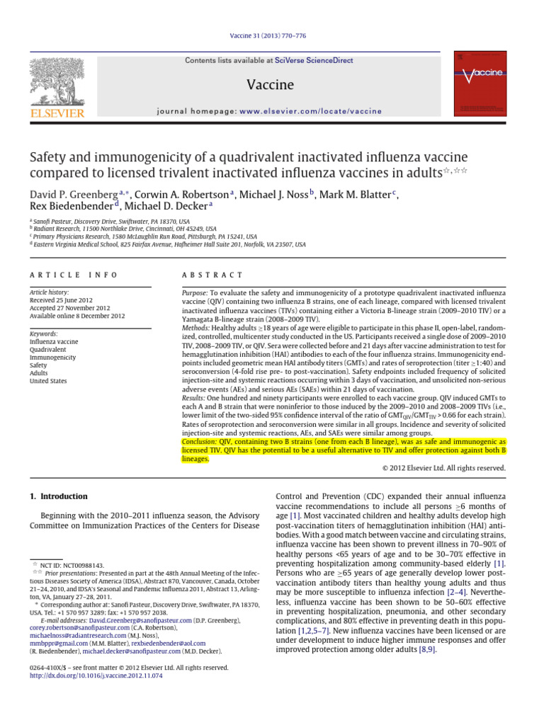 Quadra Is More Immunogenic Safe Tha Tri | PDF | Influenza | Influenza ...