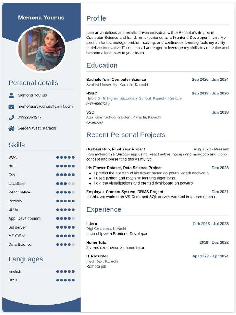 Memona Resume | PDF