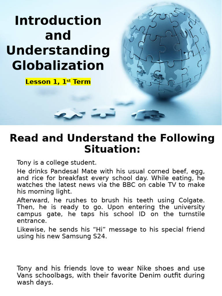 Lesson 1 Intro To Globalization | PDF | Globalization