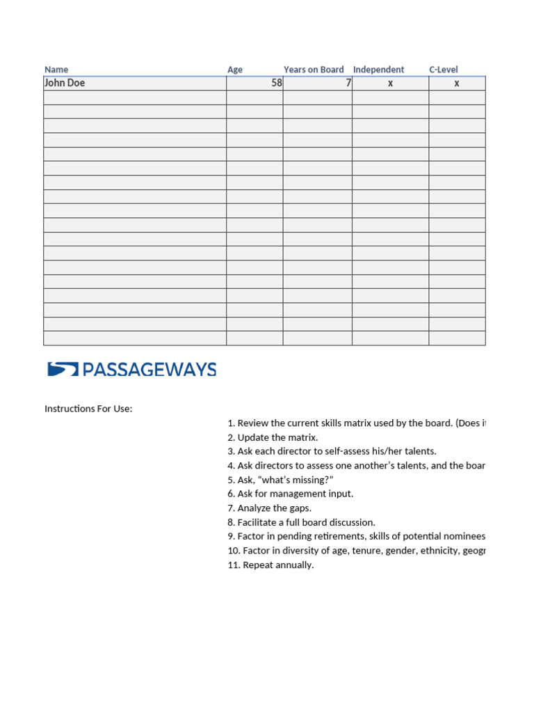 OnBoard Skills Matrix Template | PDF