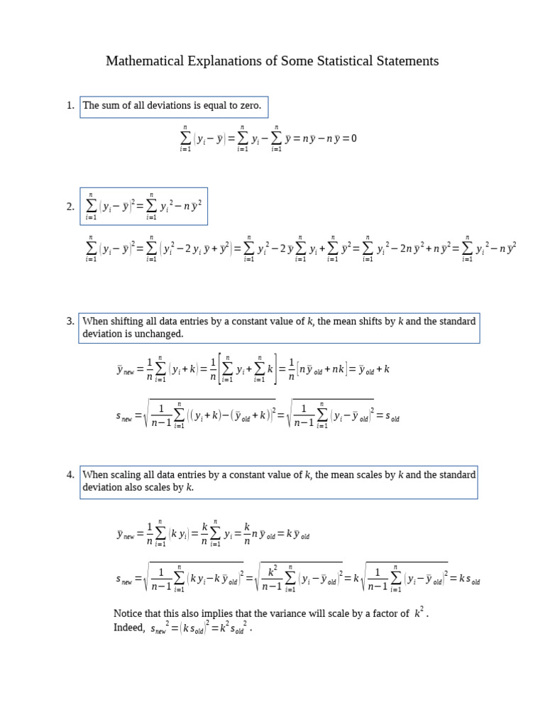 Mathematical Explanations | PDF | Standard Deviation | Descriptive Statistics