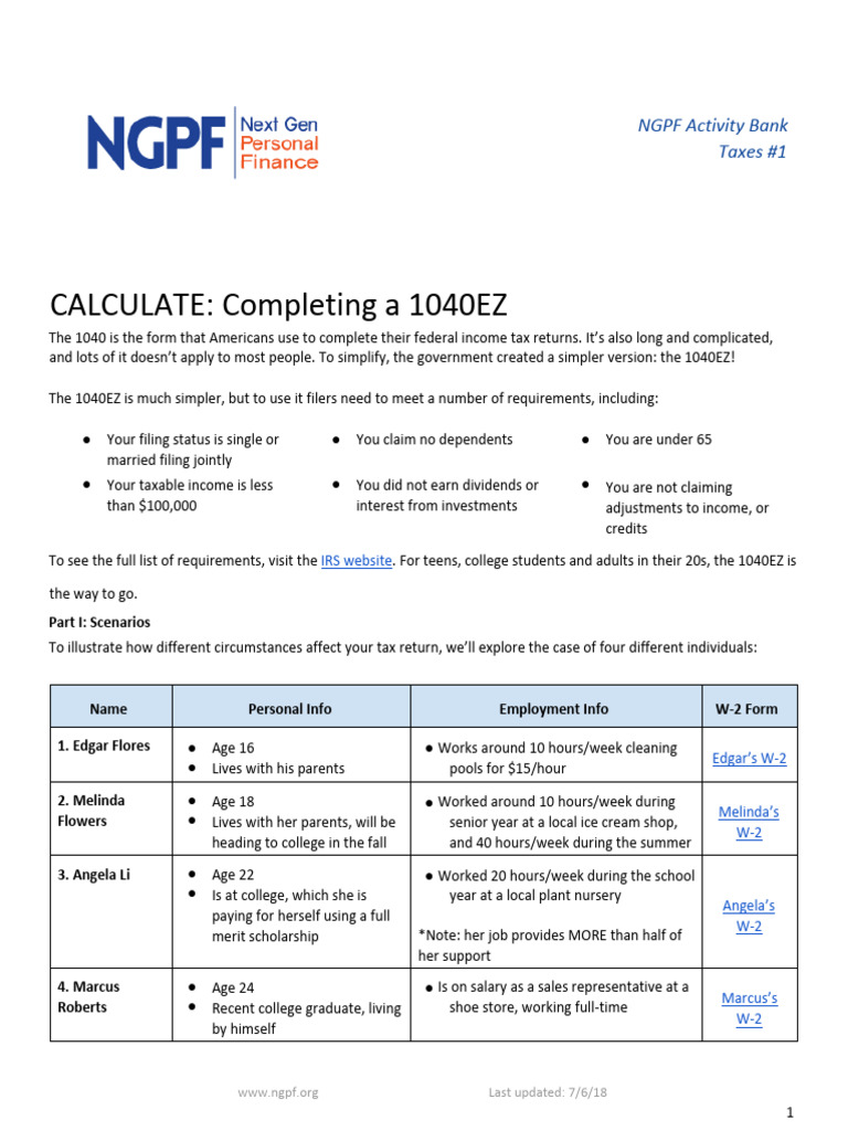 Taxes-Completing-A-1040ez-Ngpf - PDF 2 | PDF | Taxation | Government ...