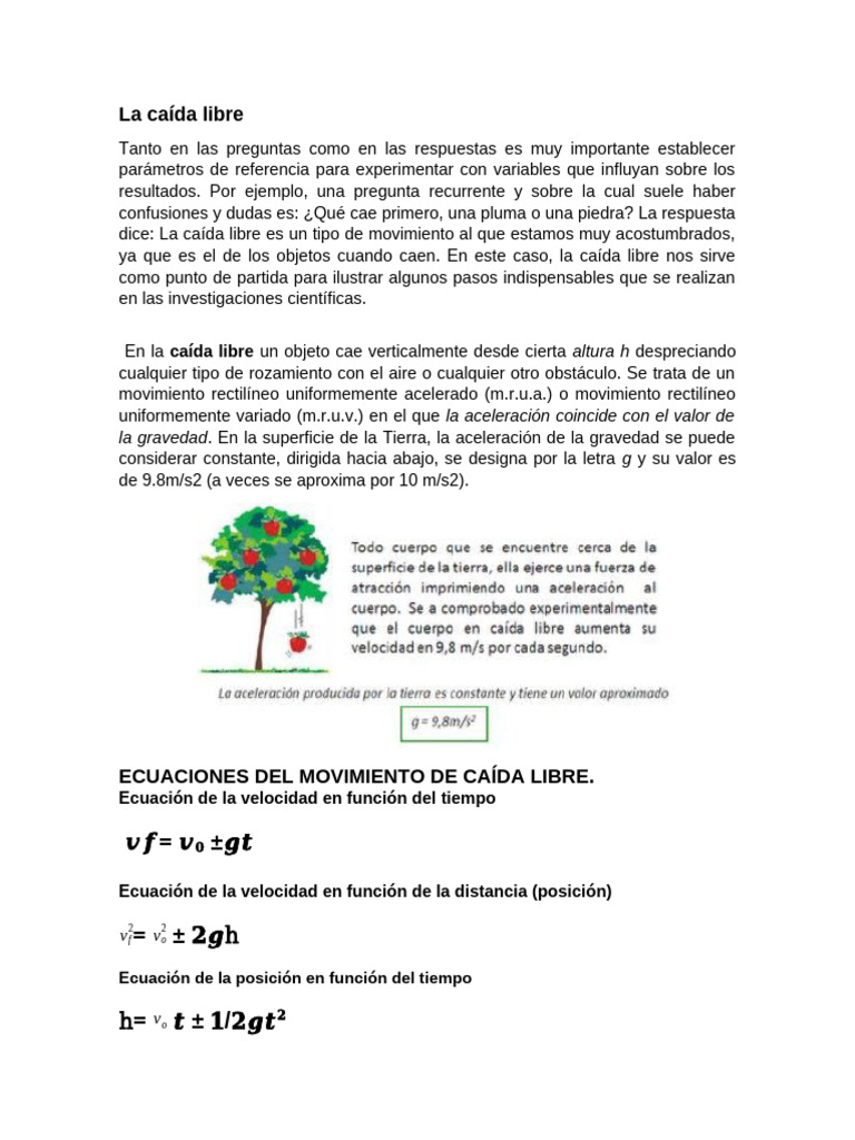 Actividad experimental de caida libre | PDF | Gravedad | Aceleración