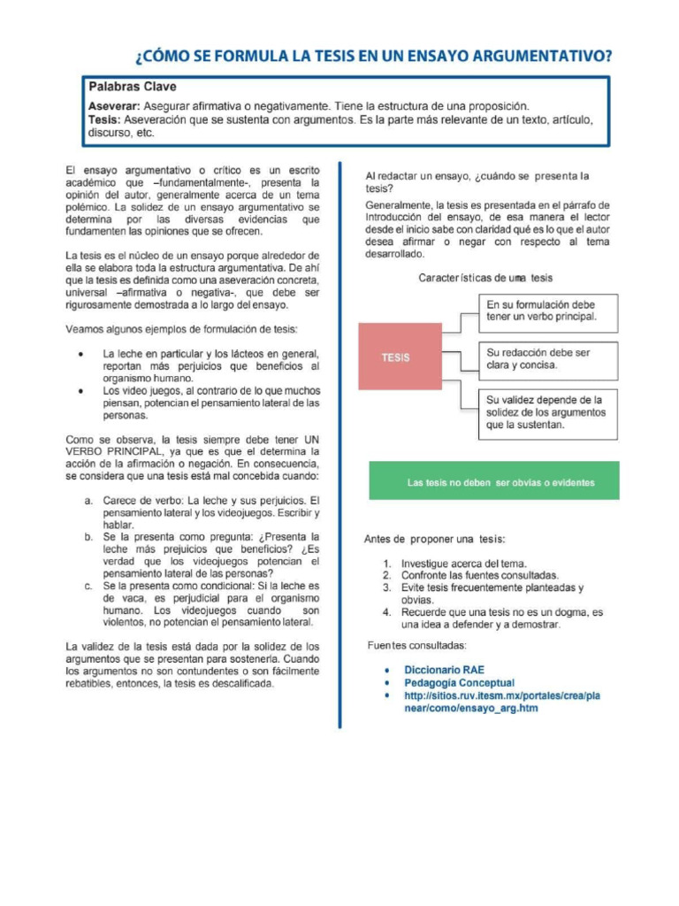 Como Se Formula La Tesis En Un Ensayo Pdf
