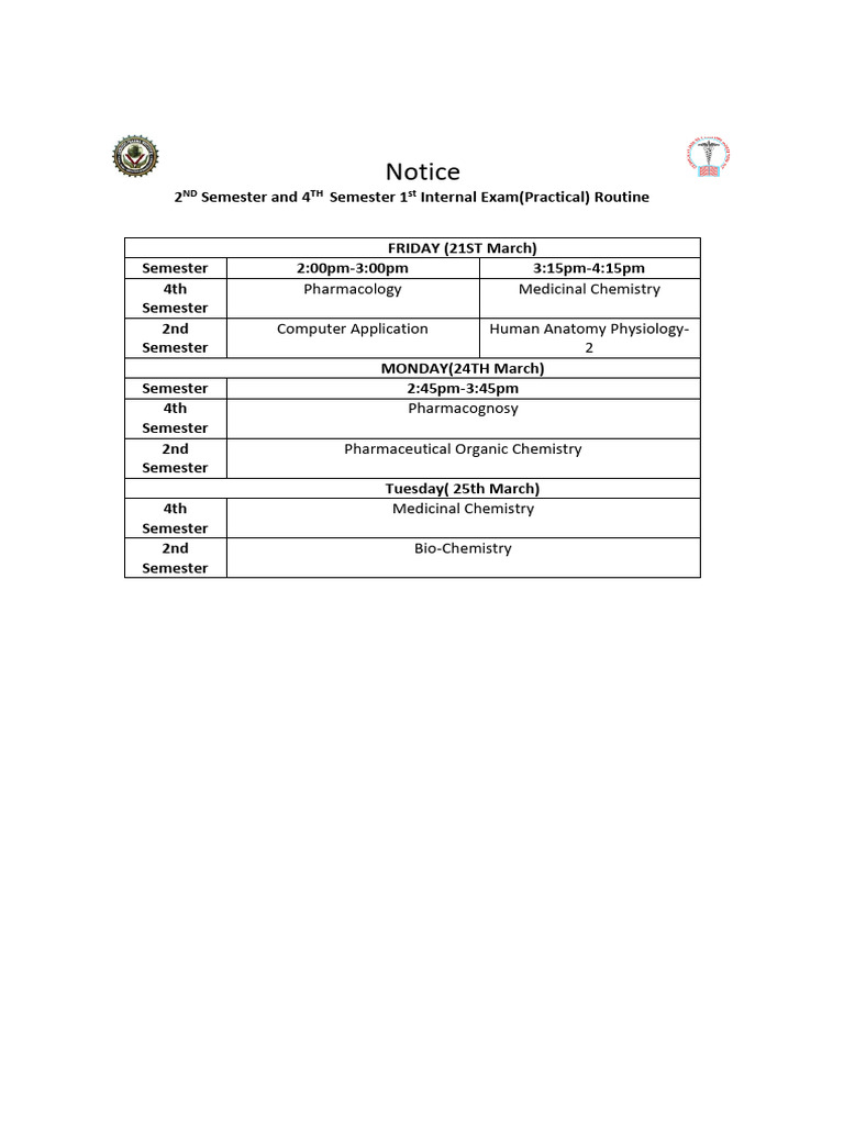Practical Internal Routine Final | PDF