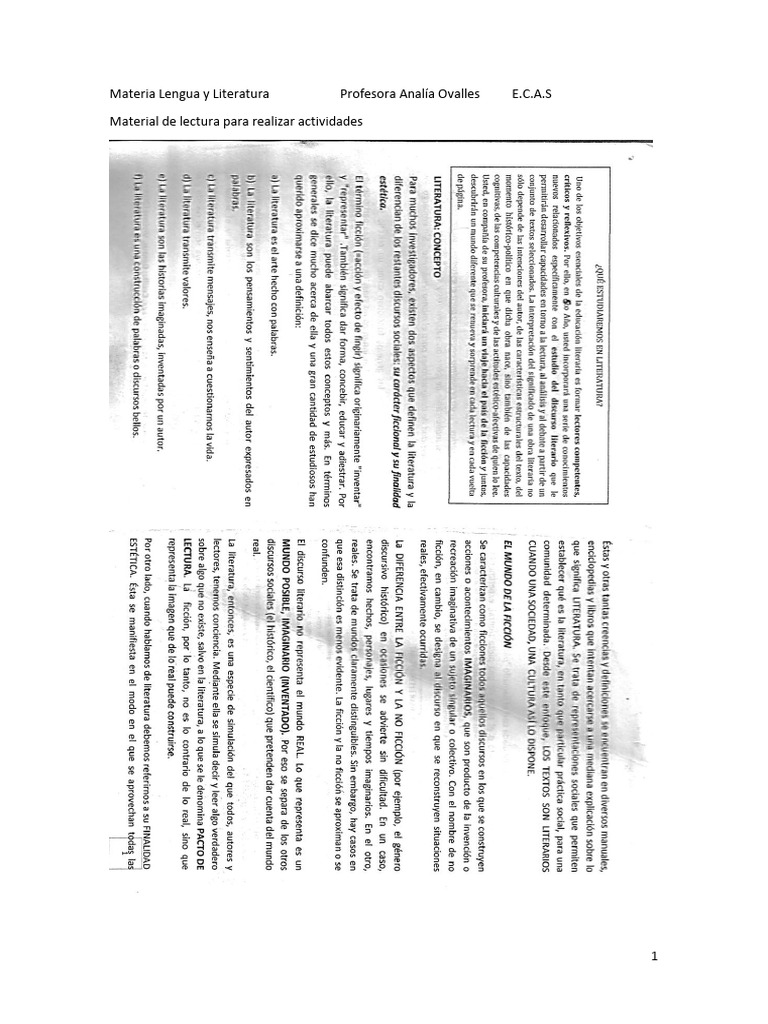 Lengua y Literatura 6to Revisión | PDF