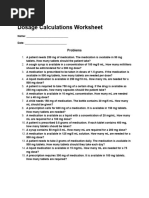 Drug Calculation Practice Problems | PDF | Dose (Biochemistry) | Chemistry