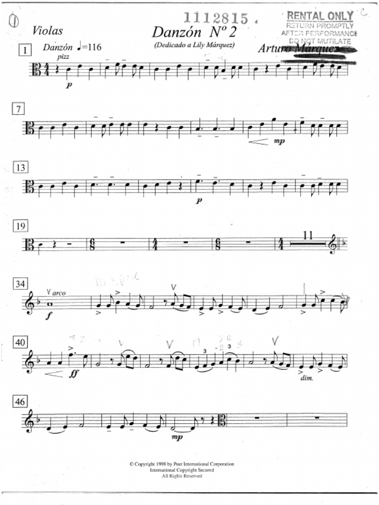 Danzon 2 - Viola | PDF