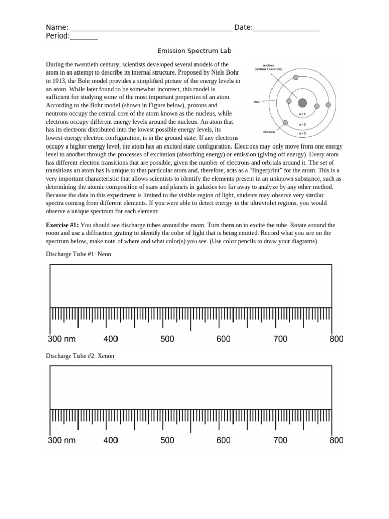 Emission Spectra Lab 2024 H. Chemistry | PDF | Emission Spectrum | Atoms