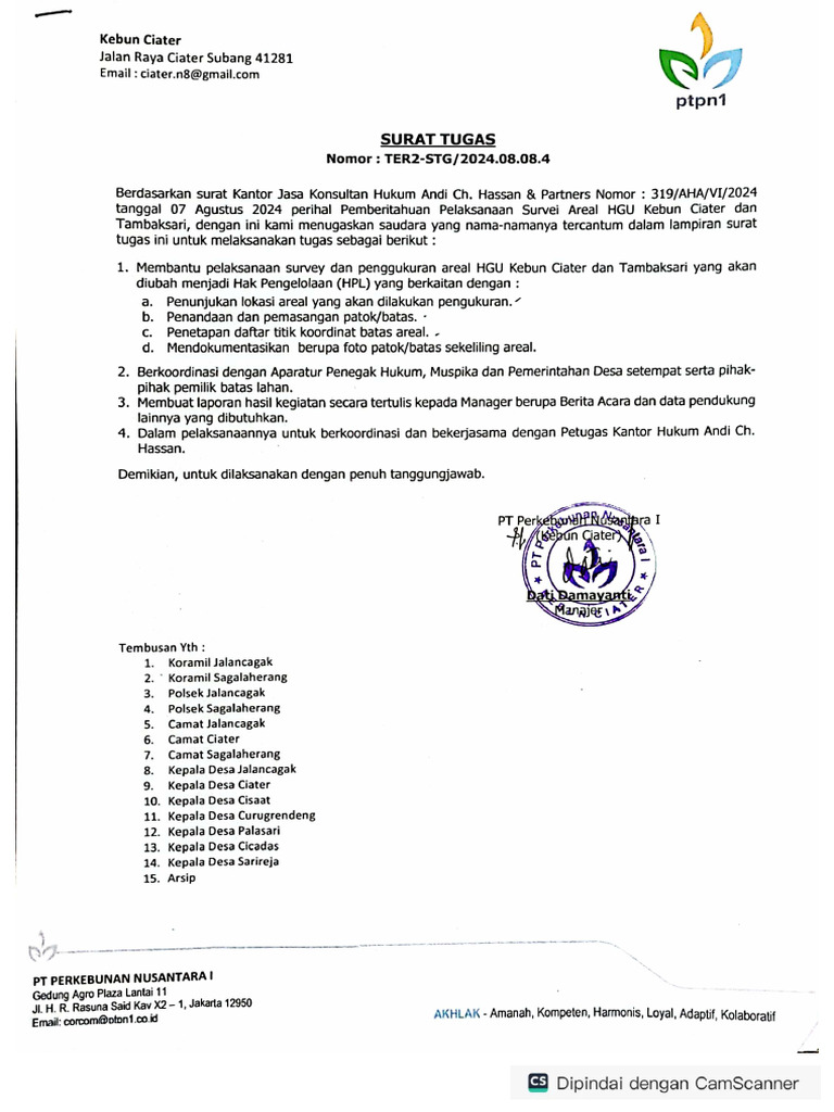 Surat Tugas Tim HPL | PDF
