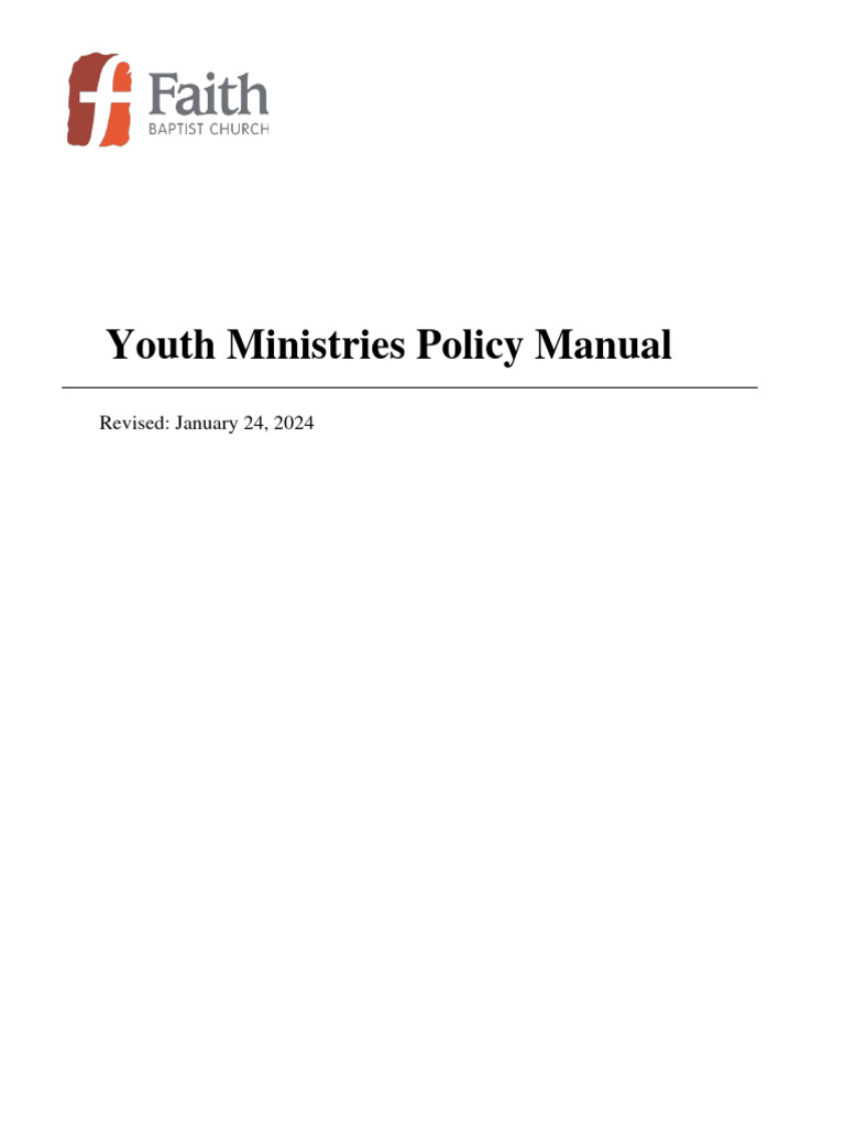 Youth Ministries Policy Manual Overview | PDF | Disciplines | Adolescence